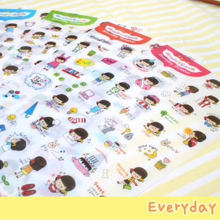 Cute Cartoon Pattern Stickers Great Value Pack 6 Sheets (WANDOOCONG ...