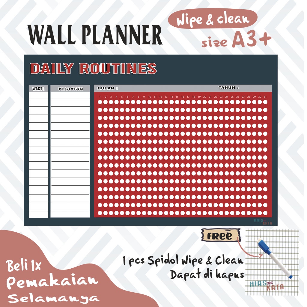 Planner Daily routine Daily routine schedule size A3+ (free markers ...