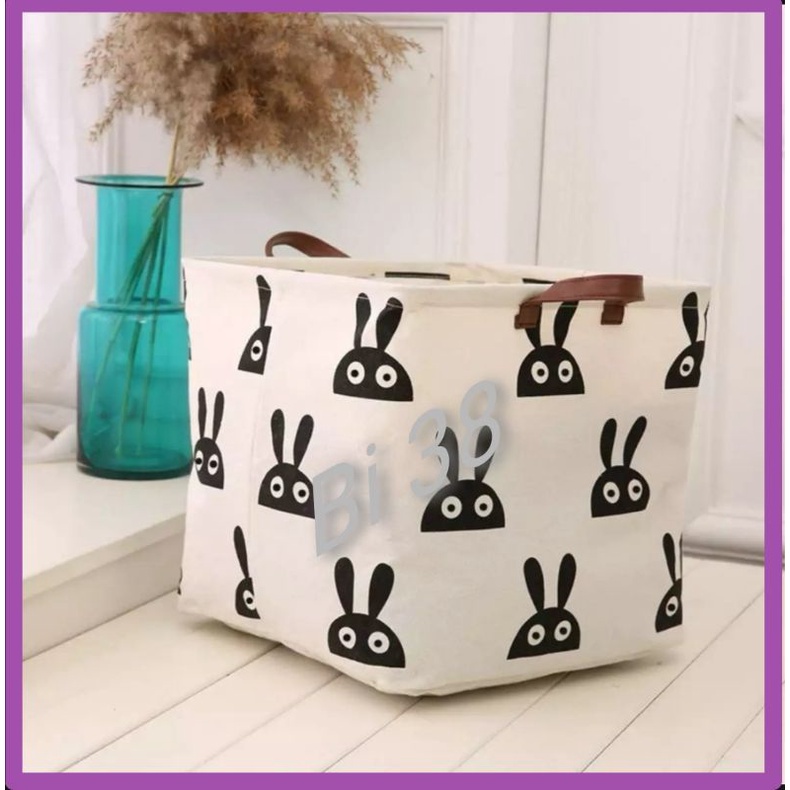 Simple Foldable Easy Storage Bin With Handle.(Rabbit) | Shopee Singapore