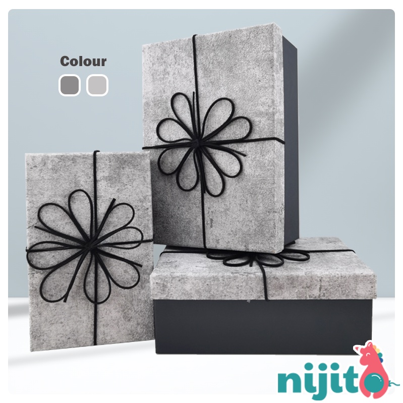Nijito - Grey Rectangle Birthday Present Box Storage Box Birthday Box ...
