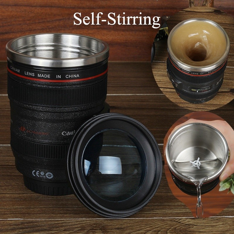 Camera Zoom Lens Cup Automatic Electric Self Stirring Coffee Drinking ...