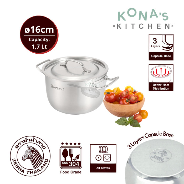 Zebra Sauce Pot 16 Cm Estio Pro (162230) Stainless Steel Cooking Pot ...