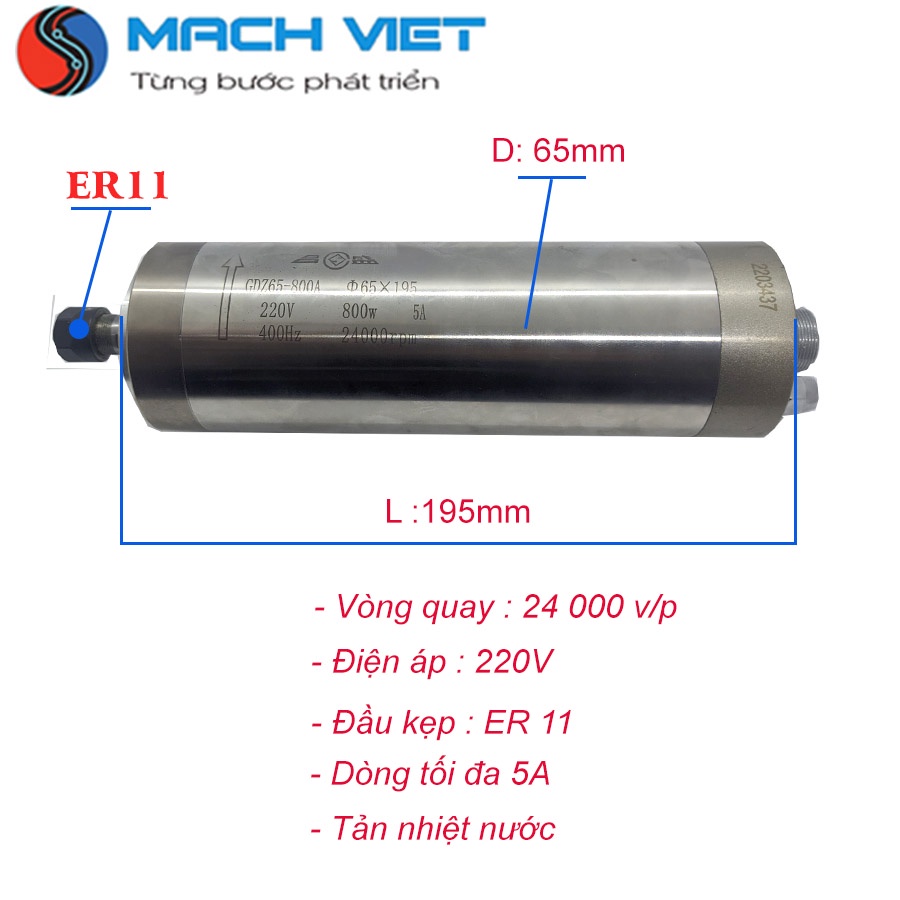 Gdz 800W ER11 220V circular Spindle milling motor – water cooling ...