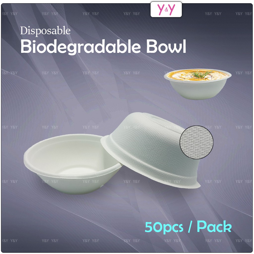 50pcs Disposable Biodegradable Bowl / Bio Bowl / Sugarcane Bagasse Bowl ...