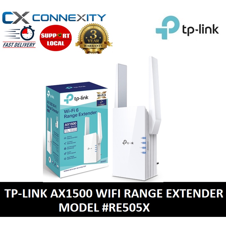 TP-LINK RE505X AX1500 Wi-Fi Range Extender Dual Band Gigabit Port ...