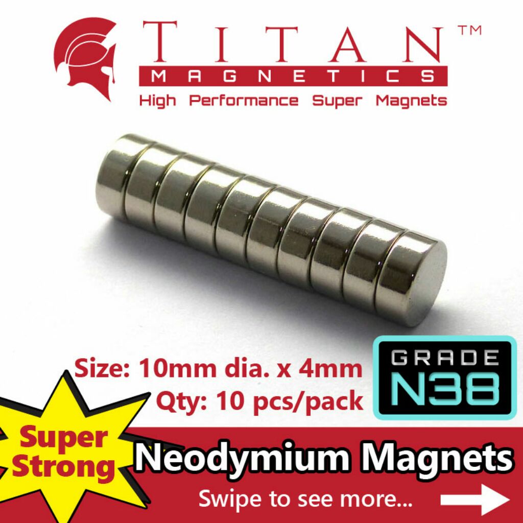 Neodymium Magnets Rare Earth Super Strong Magnets Dia.10X4mm 10pcs per ...