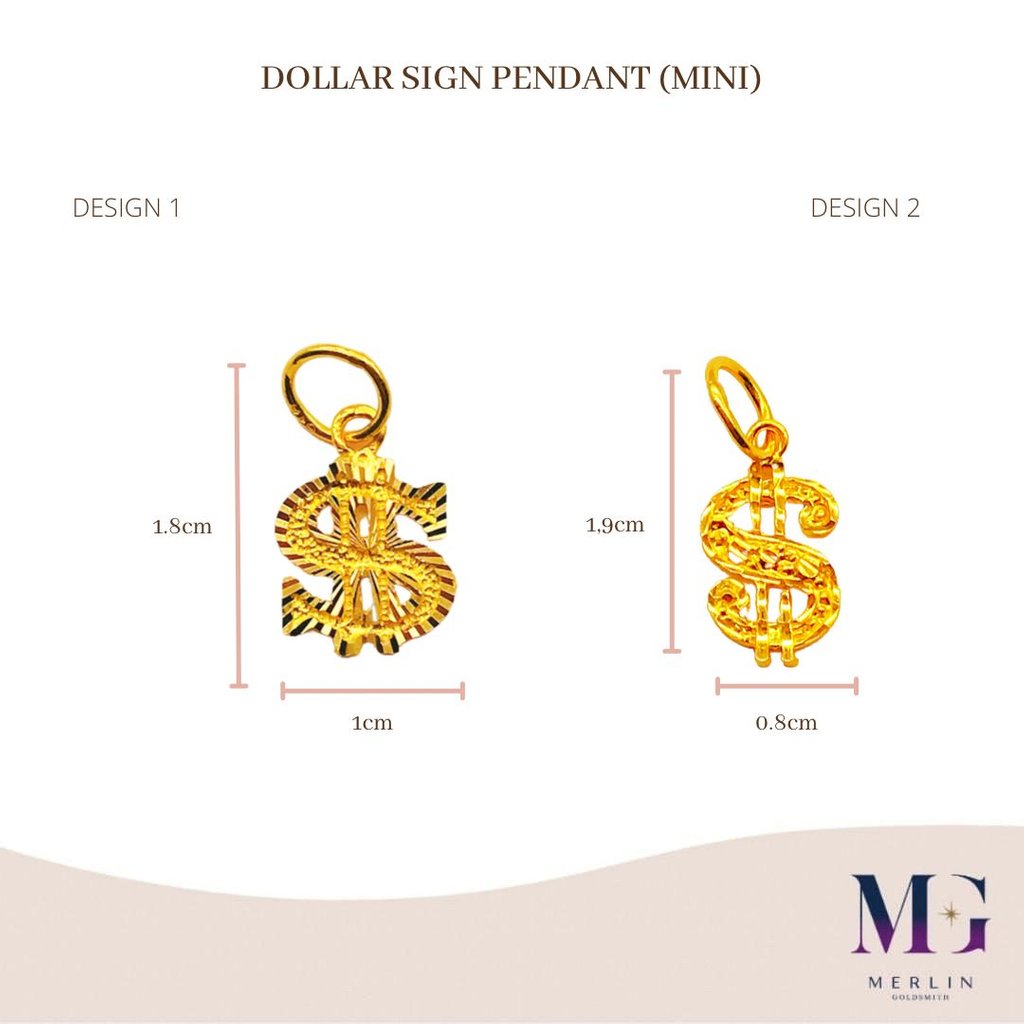 Merlin Goldsmith 22K 916 Gold Dollar Sign Pendant (MINI) | Shopee Singapore