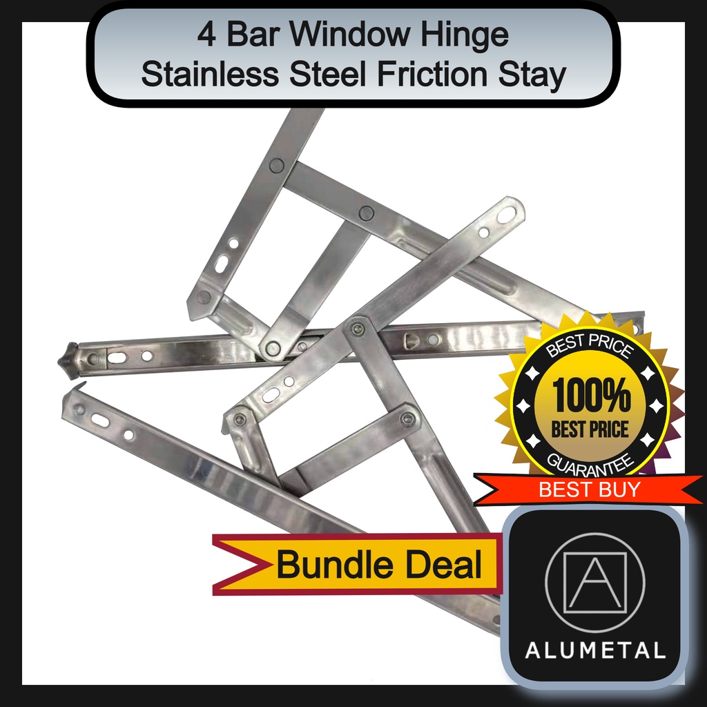4 Bar Window Hinge, Friction Stay 202 / Engsel Tingkap Aluminium Kaca ...