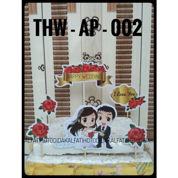 Thw - AP - 001 - HAPPY WEDDING TOPPER Package / cake TOPPER / Pudding ...