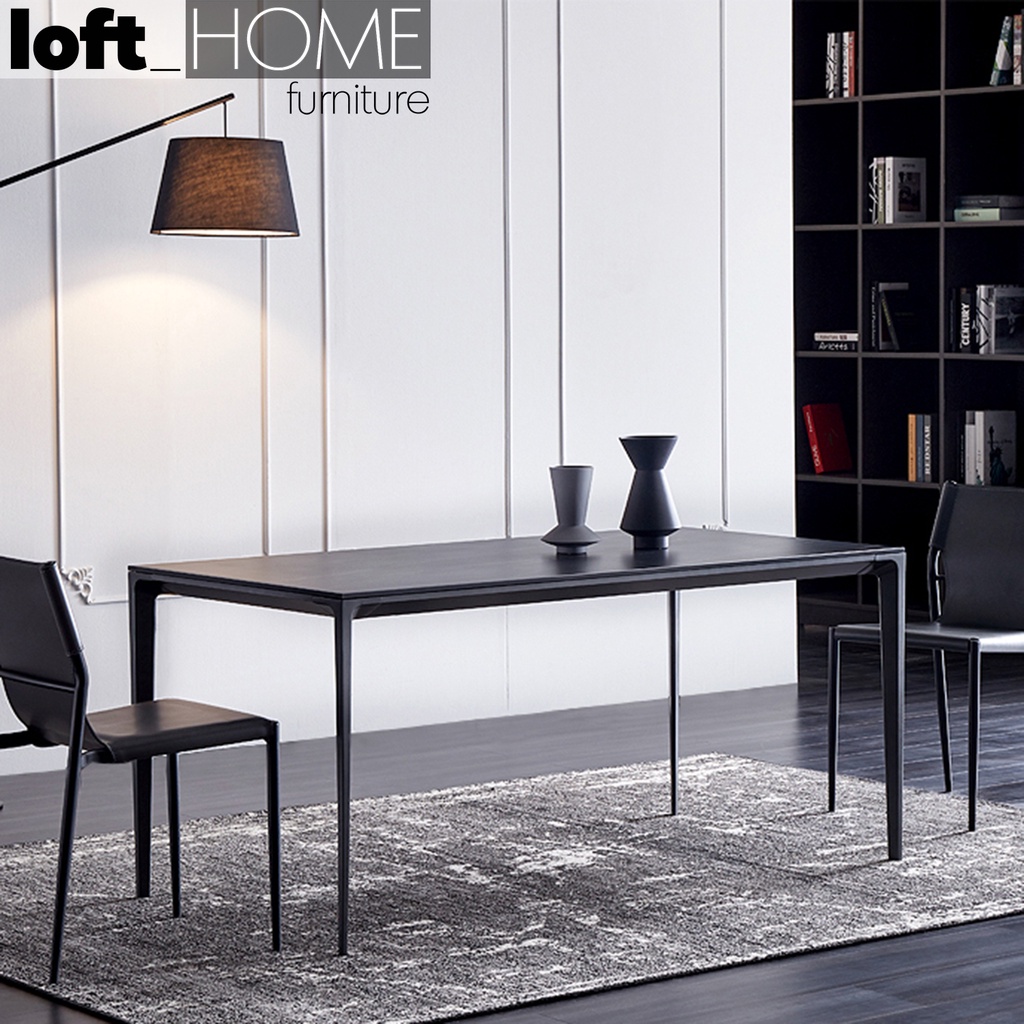 Loft Home Minimalist Sintered Stone Dining Table LONG ISLAND BLACK ...