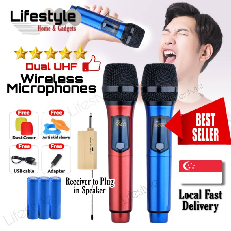 🔥🔥🔥 [SG SELLER]Chargeable Dual UHF Handheld Wireless Microphone/Karaoke ...