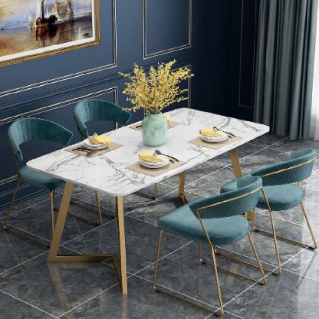 TMDT 13 V Shape Marble Dining Home Table | Shopee Singapore