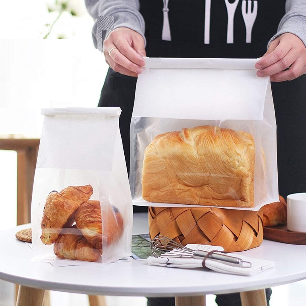 Bakery Bags with Window White Food Packing Bags Tin Tie Tab Lock Bags ...