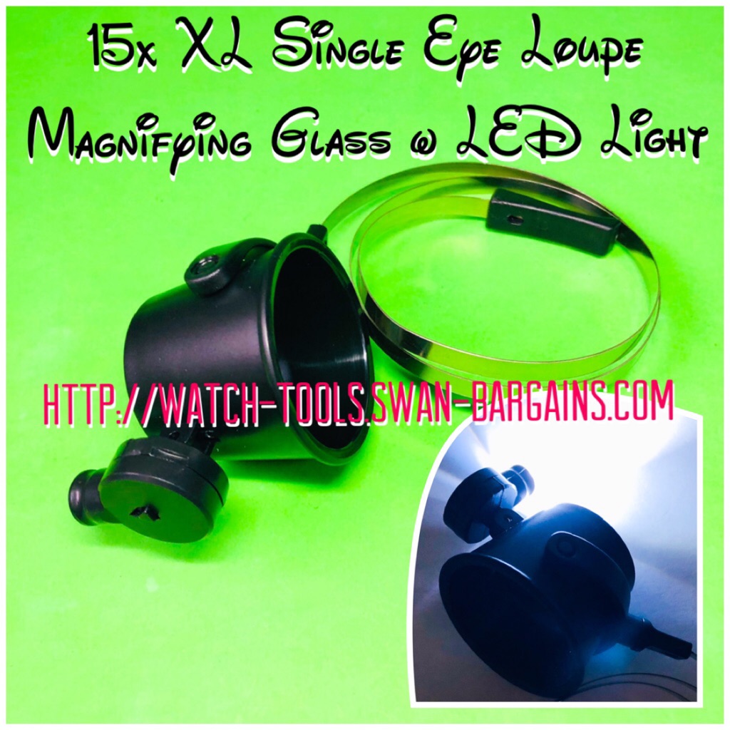 15x Hands-free XL Single Eye Loupe Magnifying Magnifier Glass Lens LED ...