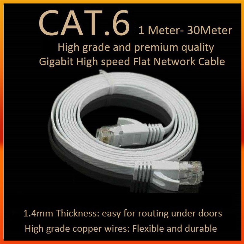 10M 15M 20M 25M 30M 40M 50M Gigabyte UTP Direct LAN CAT6 CAT 6 Flat UTP ...