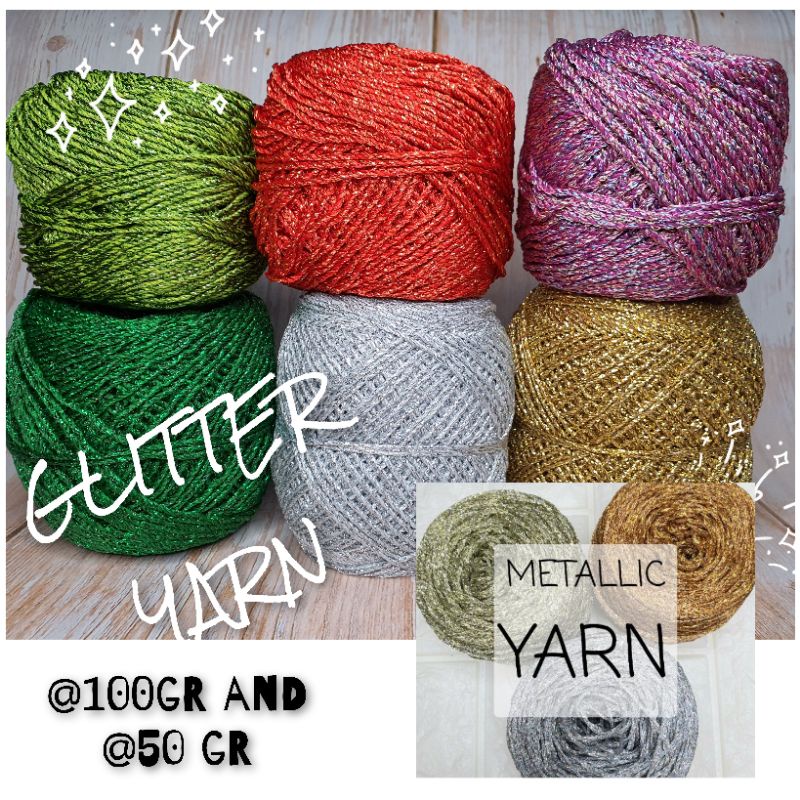METALLIC LUREX GLITTER GOLD SILVER YARN THREAD crochet | Shopee Singapore