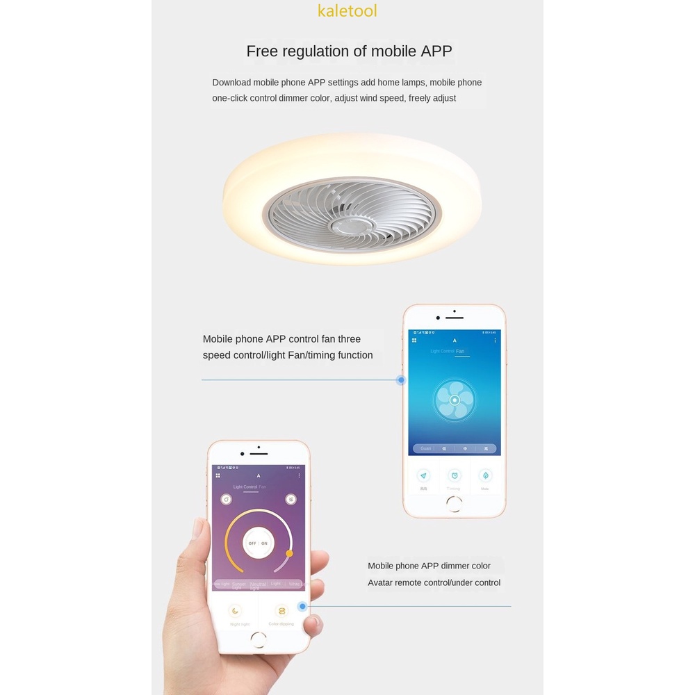 Remote Lights Silent Modern Smart Ceiling Fan Lamp Fans With Control ...