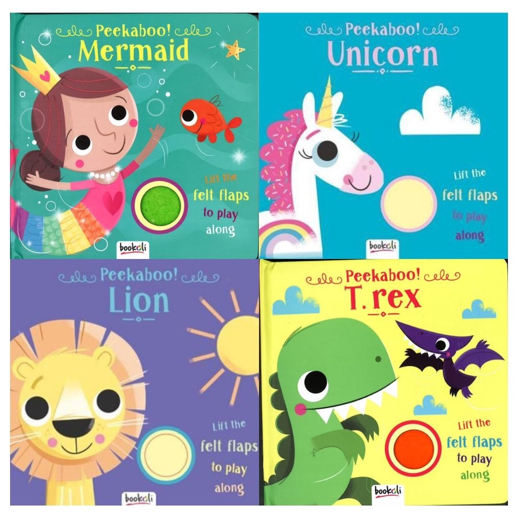 Peekaboo! Lion/Mermaid/Unicorn/Trex Touch and Feel Board Book (Bookoli ...
