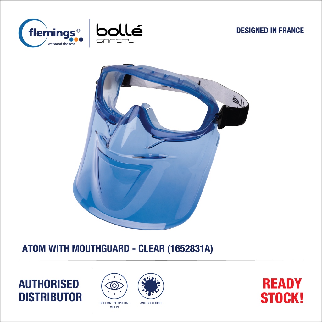 Bolle Safety - ATOM (1652831A) Safety Goggles with Mouthguard, Clear ...