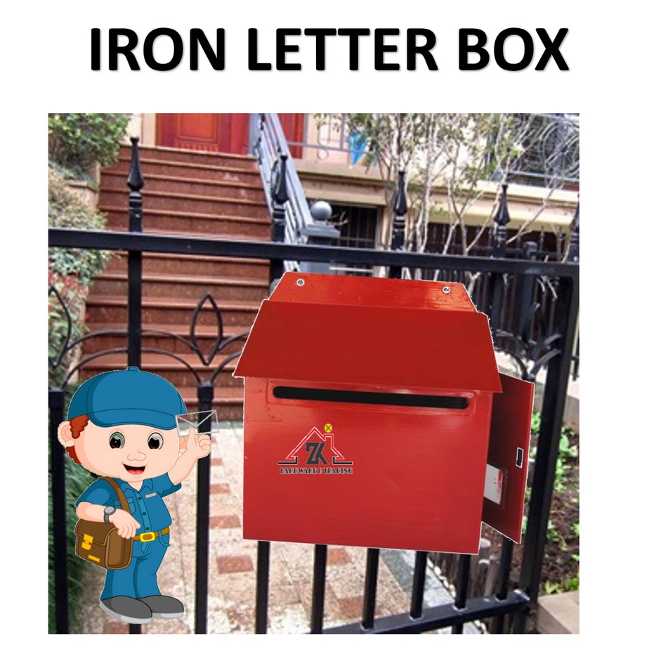 Iron metal letter box / Red mail box / Peti surat besi / Post Box ...