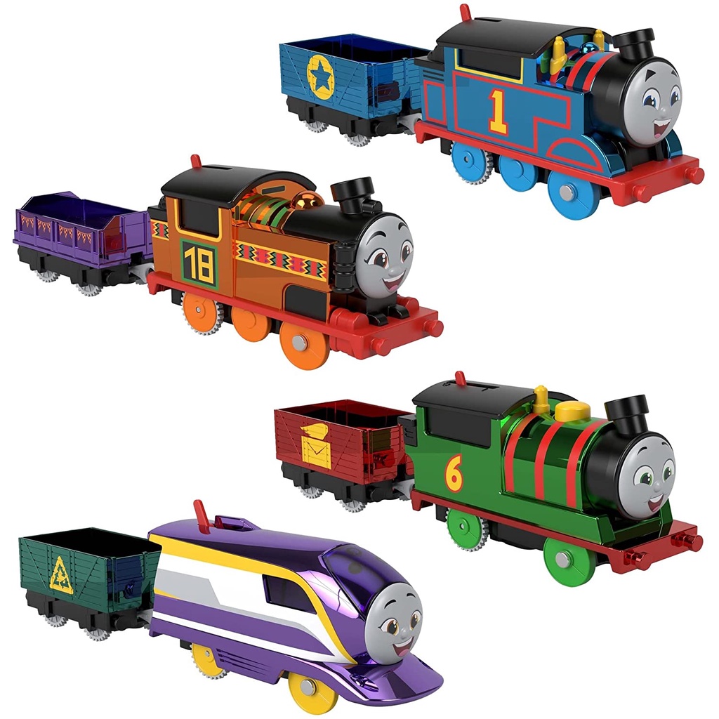 Thomas & Friends Motorized Metallic Thomas, Nia, Percy, & Kana 4-Pack ...
