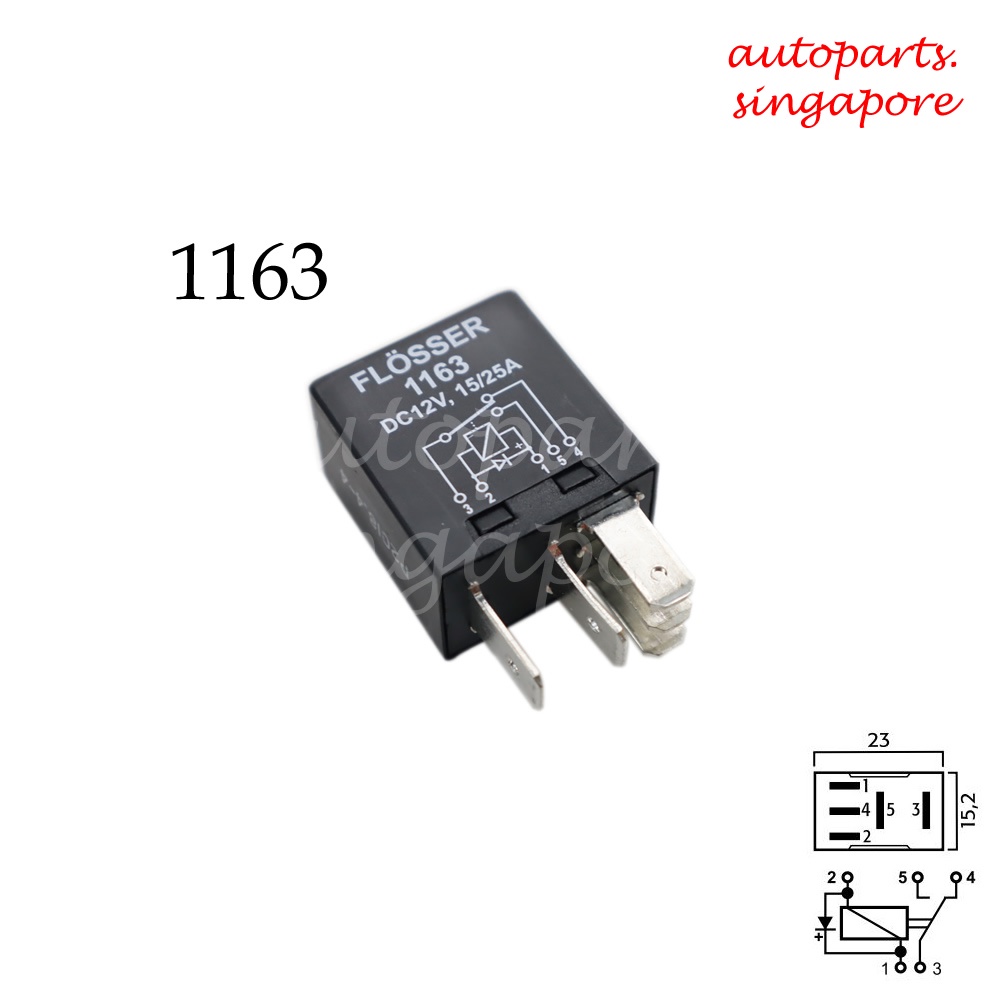 Flosser Automotive Micro Relay with resistor diode 5 pin 12V 1163 1164 ...