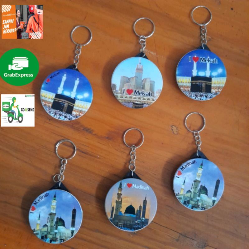 GANTUNGAN Contents Of 100pcs Souvenirs Hajj Umrah Keychains Round Cans ...