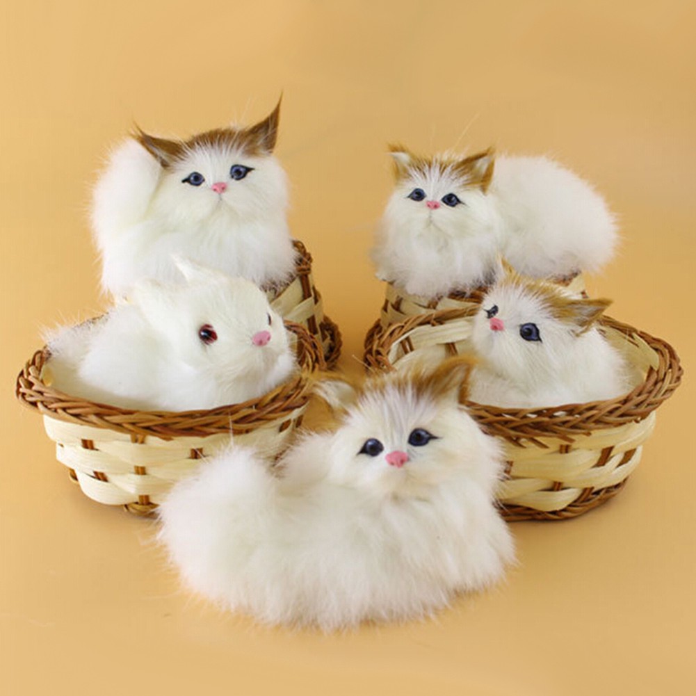 Lovely Simulation Animal Doll Plush Mini Basket Cat Rabbit Dog Kids ...