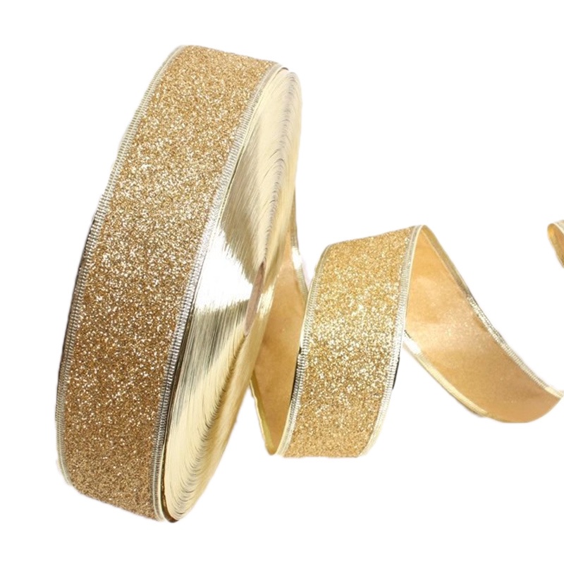 (2 Meters/roll) 50mm Width Gold Shiny Christmas Ribbon Gift Packaging ...