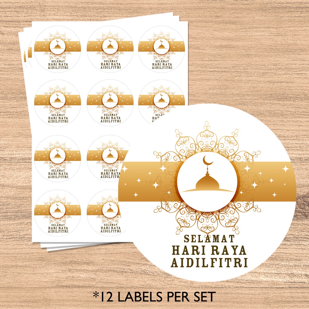 Selamat Hari Raya Aidilfitri Puasa Eid Mubarak Ramadan Sticker Labels ...