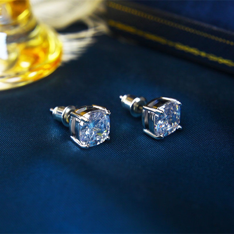 Square Cutting Crystal Diamond Earrings High Imitation Hypoallergenic ...