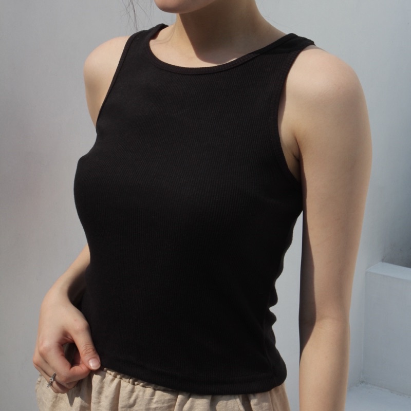 ORA TOP | Ribbed Knit Racer Tank Tanktop Summer Stretch Rib Top Soma ...