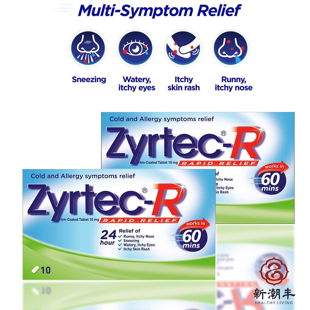 2 Boxes Zyrtec-R Film-Coated Tablet 10mg Rapid Relief Runny Nose 10 ...