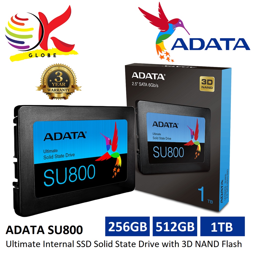 ADATA ULTIMATE SU800 2.5" SATA 6GB/S INTERNAL SSD SOLID STATE DRIVE WITH 3D TLC NAND FLASH ...