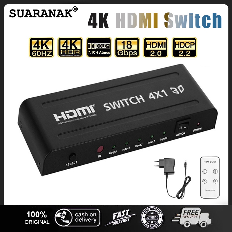 2022 Best 4K HDMI Switch 2.0 Support RGB 4:4:4 HDR HDMI Switch 4K 60Hz ...