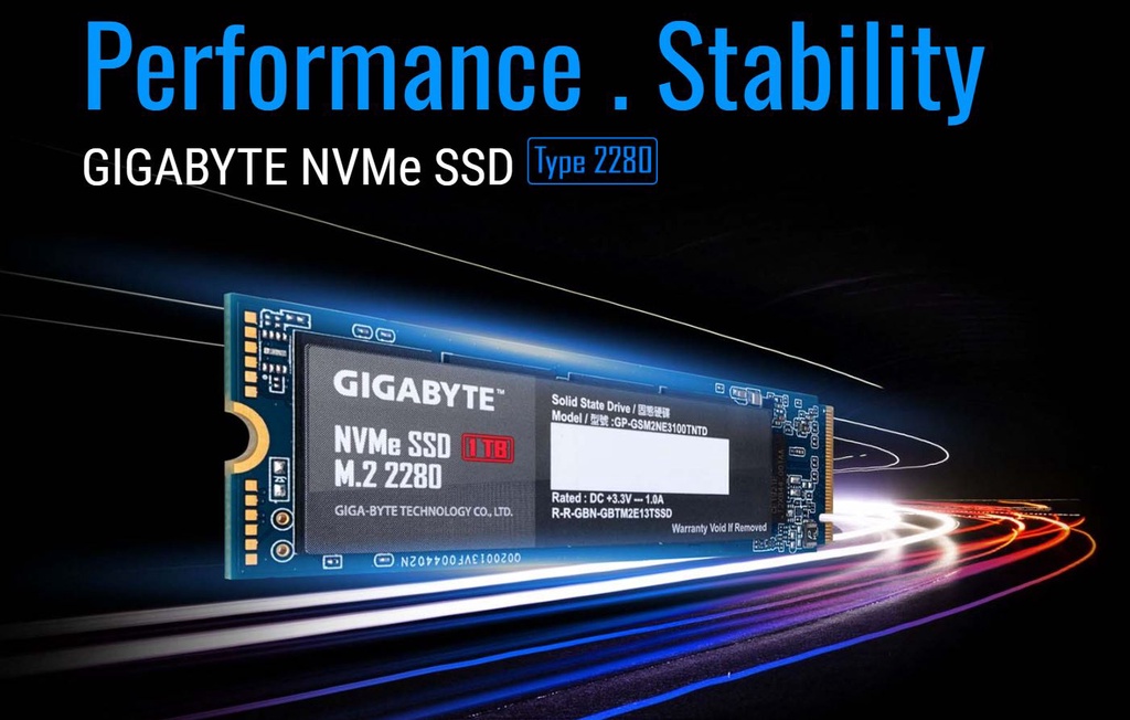 GIGABYTE NVMe SSD Gen 3 NVMe 1.3 PCIe 3.0x4 256GB/512GB/1TB M.2 SSD (3 ...