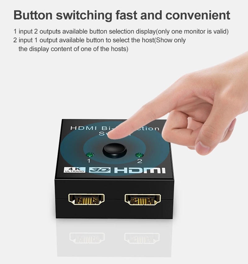 HDTV 2 Ports 4K 1080P HDMI 2.0 Bi-Directional 2in1 Display Video Audio ...