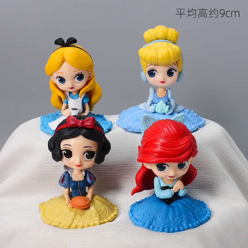Q Princess Collectibles Cake Toy Topper Chibi Ariel Belle Aurora Alice ...