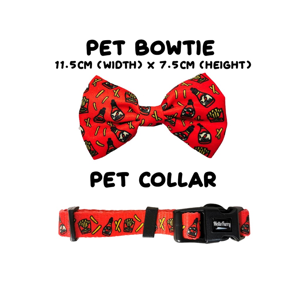 HelloFurry Fries Ketcup Chilli Dog Collar, Cat Collar Bowtie Adjustable ...