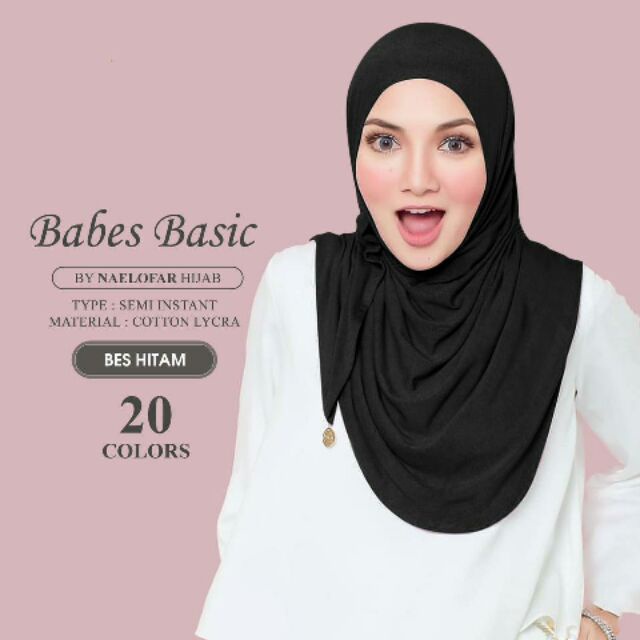 Naelofar Hijabs Babes and Basic Tudung Full Instant| Premium Lycra ...