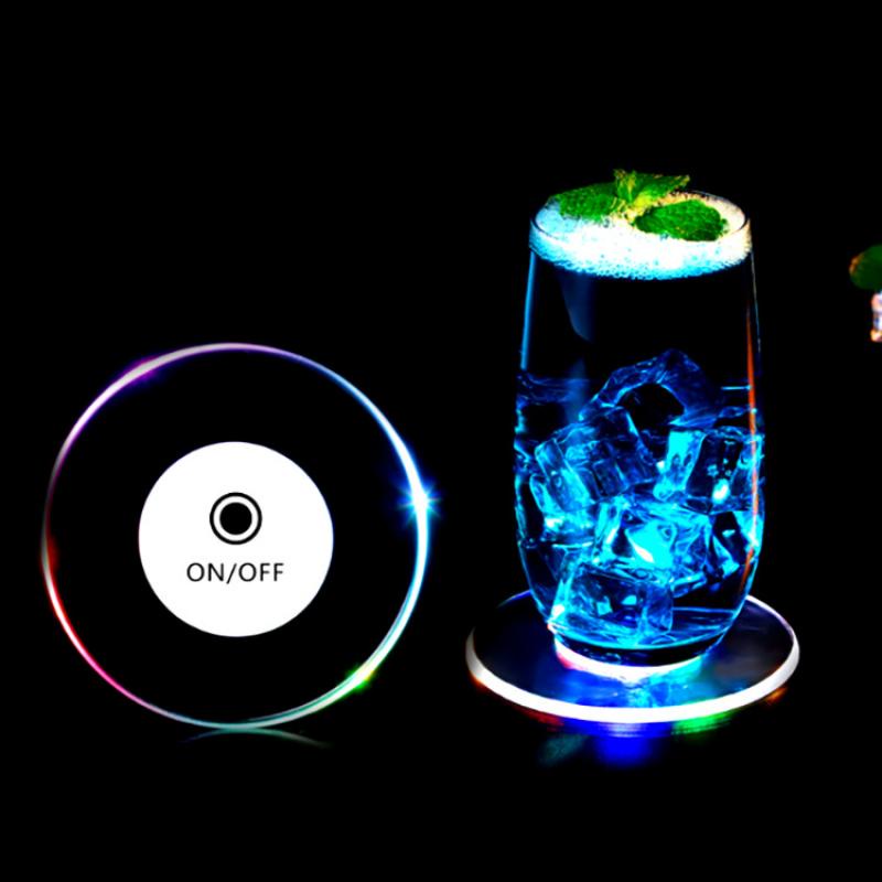 LED Coaster Cup Holder Acrylic Mug Cocktail Stand Light Bar Mat Table ...