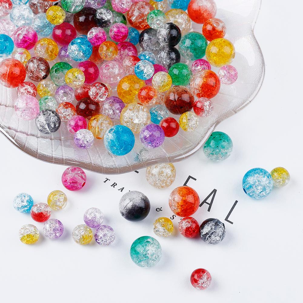 30-100Pcs 8 10 12mm Mix Color Cracked Beads Spacer Acrylic Loose Beads ...