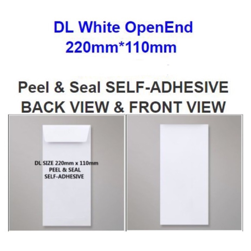 100pcs DL Envelope white paper open end 100gsm | Shopee Singapore