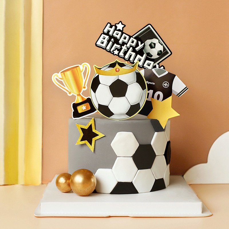 [Spot] World Cup football suit birthday cake decoration set trophy ...