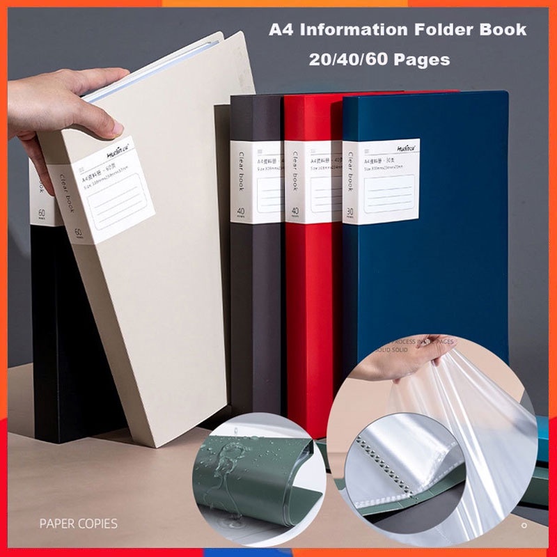 A4 Information Folder Book 20/40/60 Pages Transparent Folder Student ...