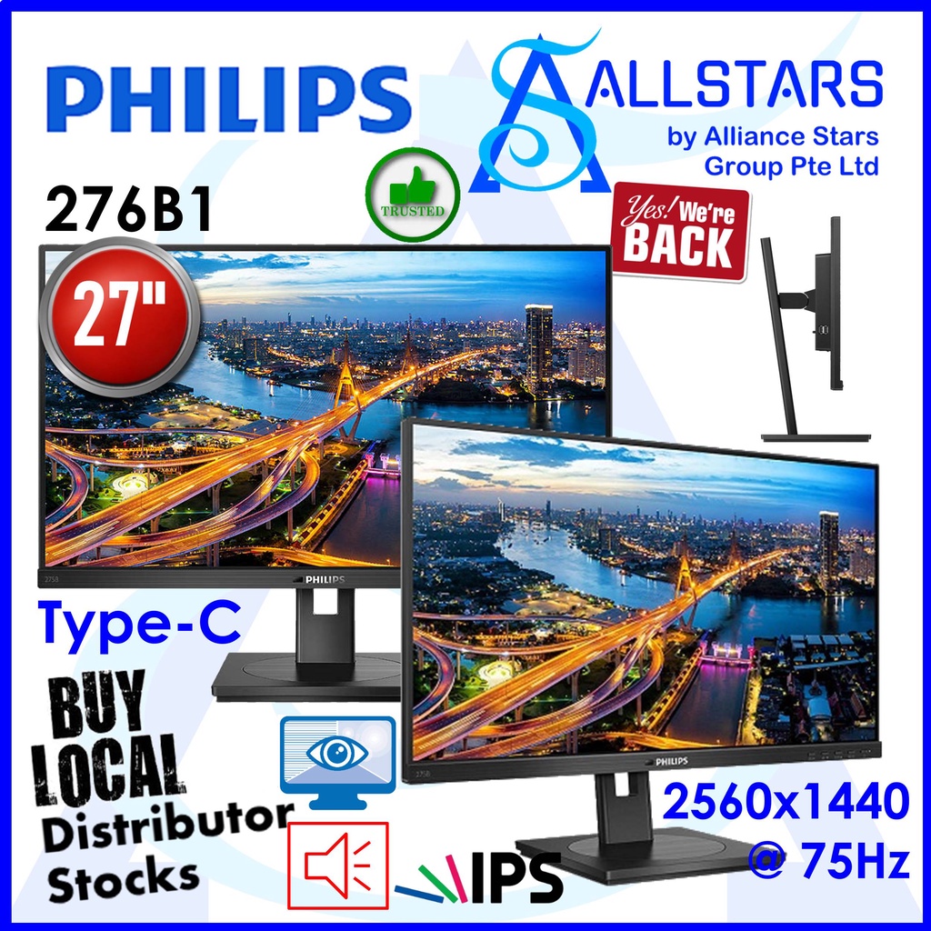 Philips 276B1 27 inch QHD IPS Monitor (Warranty 3years On-site with ...