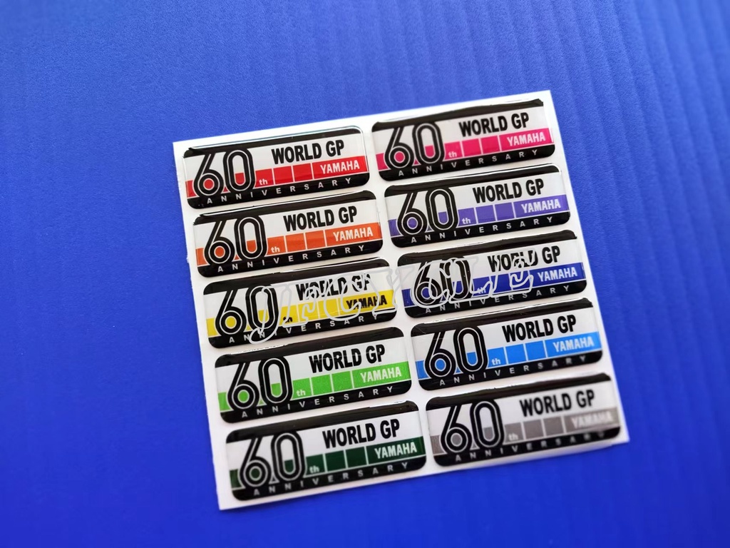 Yamaha 60th Anniversary World GP Logo Emblem Sticker Timbul/Epoxy ...