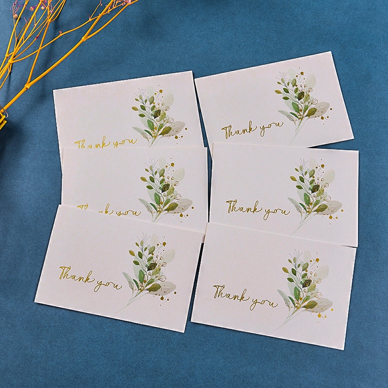 6 Pcs Simple Bronzing THANK YOU Series Greeting Cards with Envelope ...