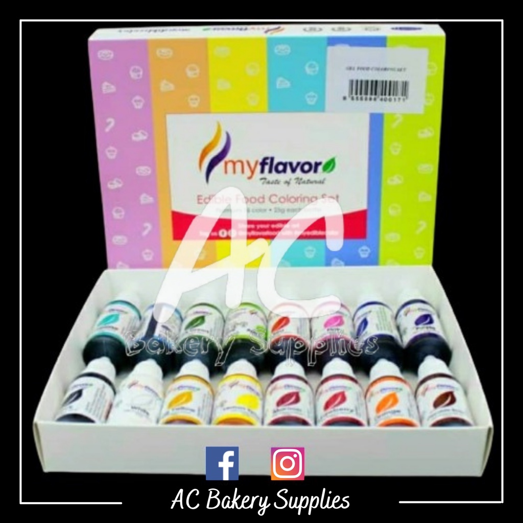 [HALAL] MyFlavor Food Coloring Set Gel / Oil / Water / Airbrush 16 ...