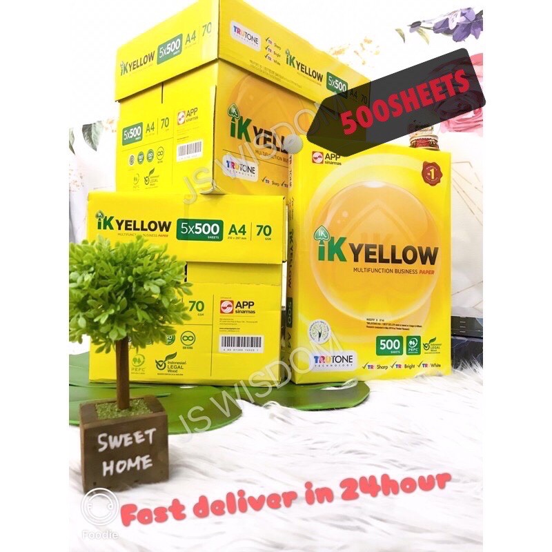 IK YELLOW A4 PAPER 70gsm 500 SHEETS | Shopee Singapore